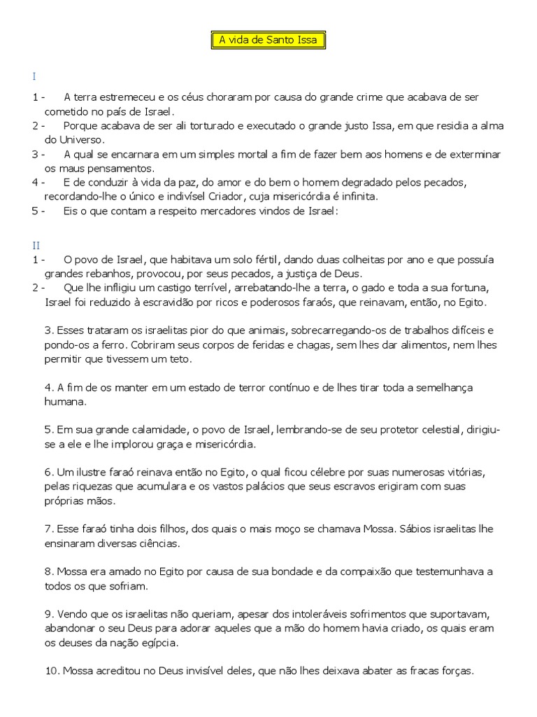 A Vida de Santo Issa | PDF | Moisés | Judeus