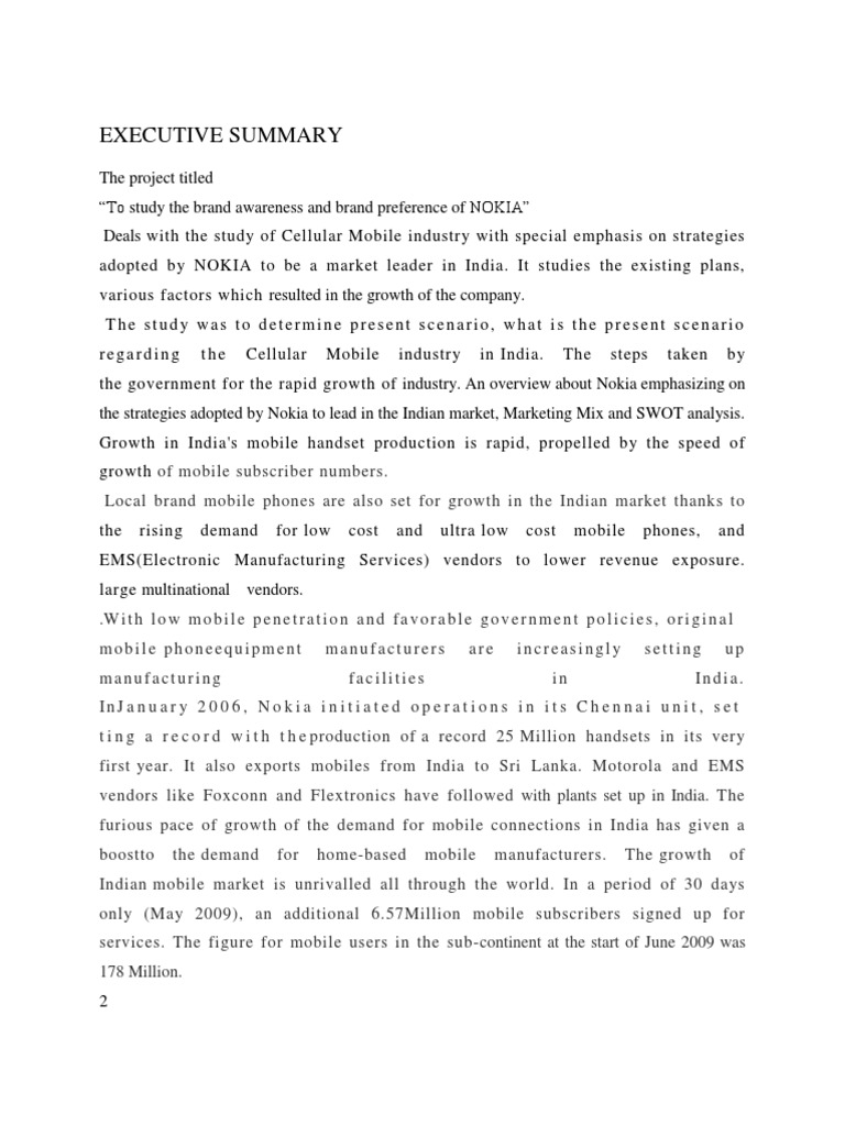 Executive Summary | Nokia | Mobile Phones | Free 30-day Trial | Scribd