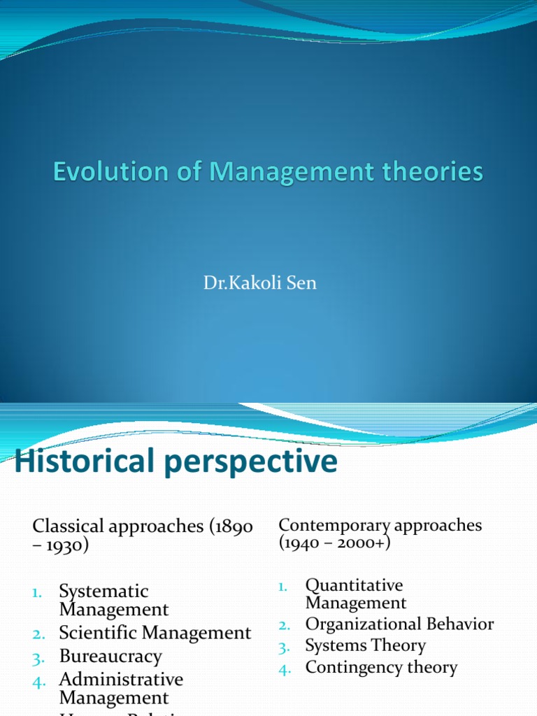 Evolution of Management Theories Overview | PDF | Organizational ...