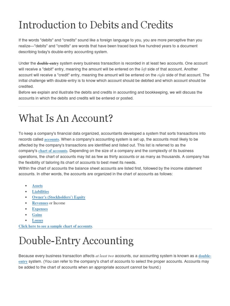 Introduction To Debits and Credits | PDF