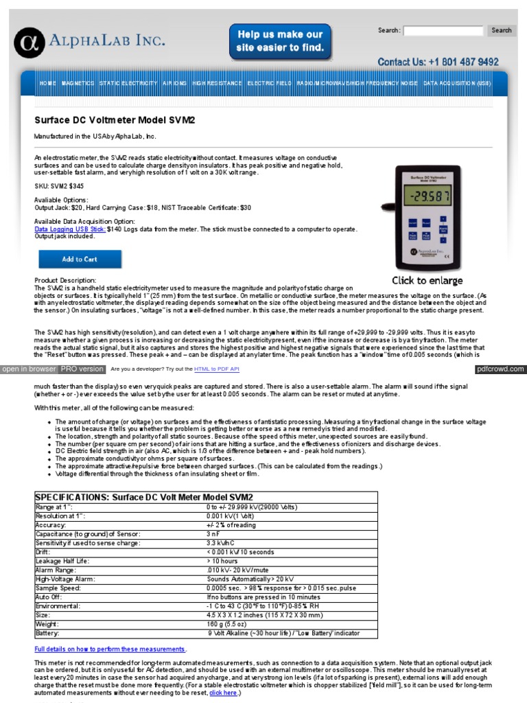 WWW Trifield Com Content Surface DC Voltmeter | PDF | Voltage ...