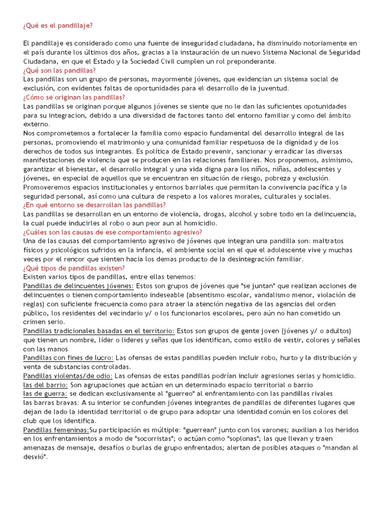 Qué Es El Pandillaje | PDF | Juventud | Delito