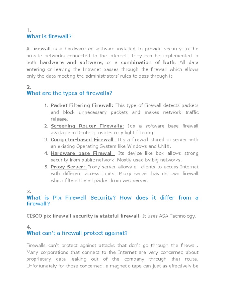What Is Firewall?: CISCO Pix Firewall Security Is Stateful Firewall. It ...