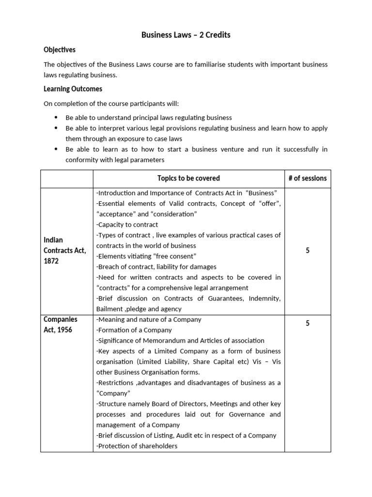 Business Laws Course Overview and Details | PDF | Negotiable Instrument ...