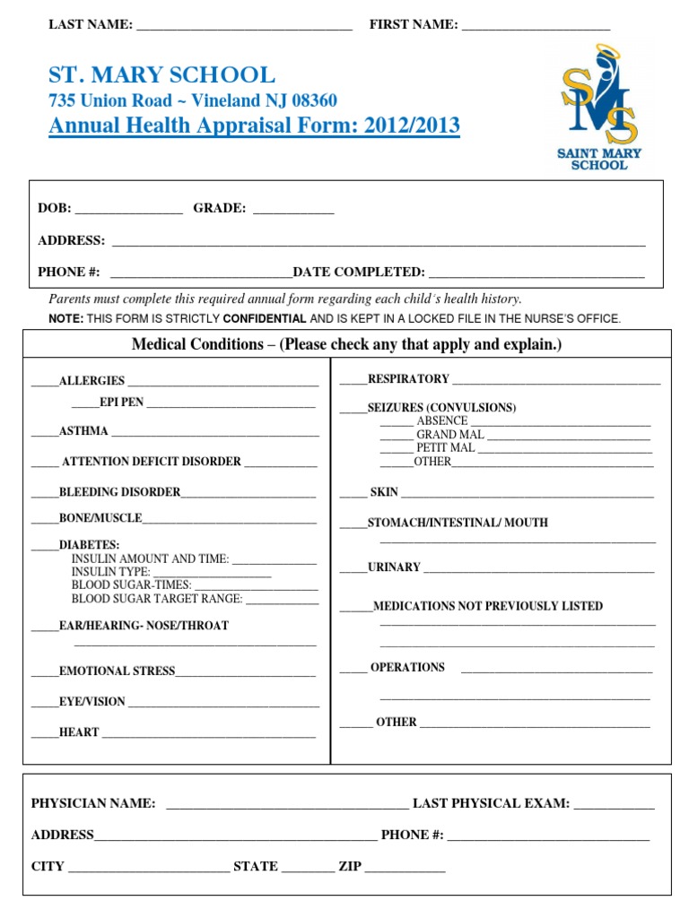 Nurse Health Appraisal Form 1 | PDF | Finance & Money Management