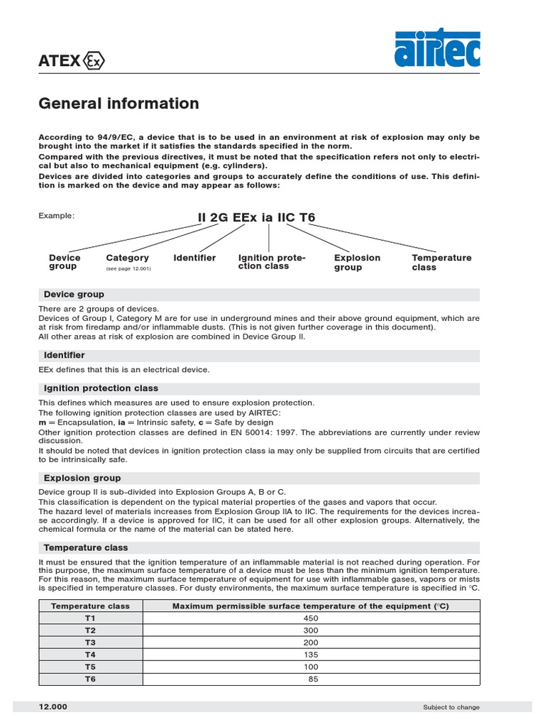 ATEX Temperature Class Overview | PDF | Home & Garden