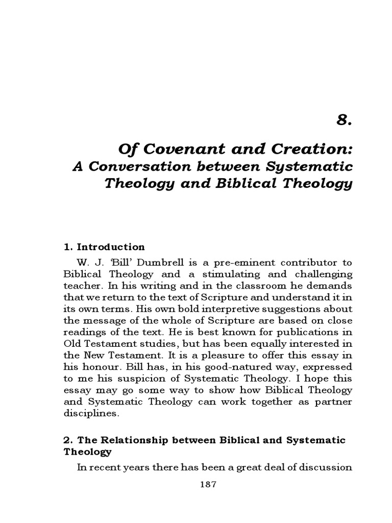 Of Covenant and Creation: 8.: A Conversation Between Systematic ...