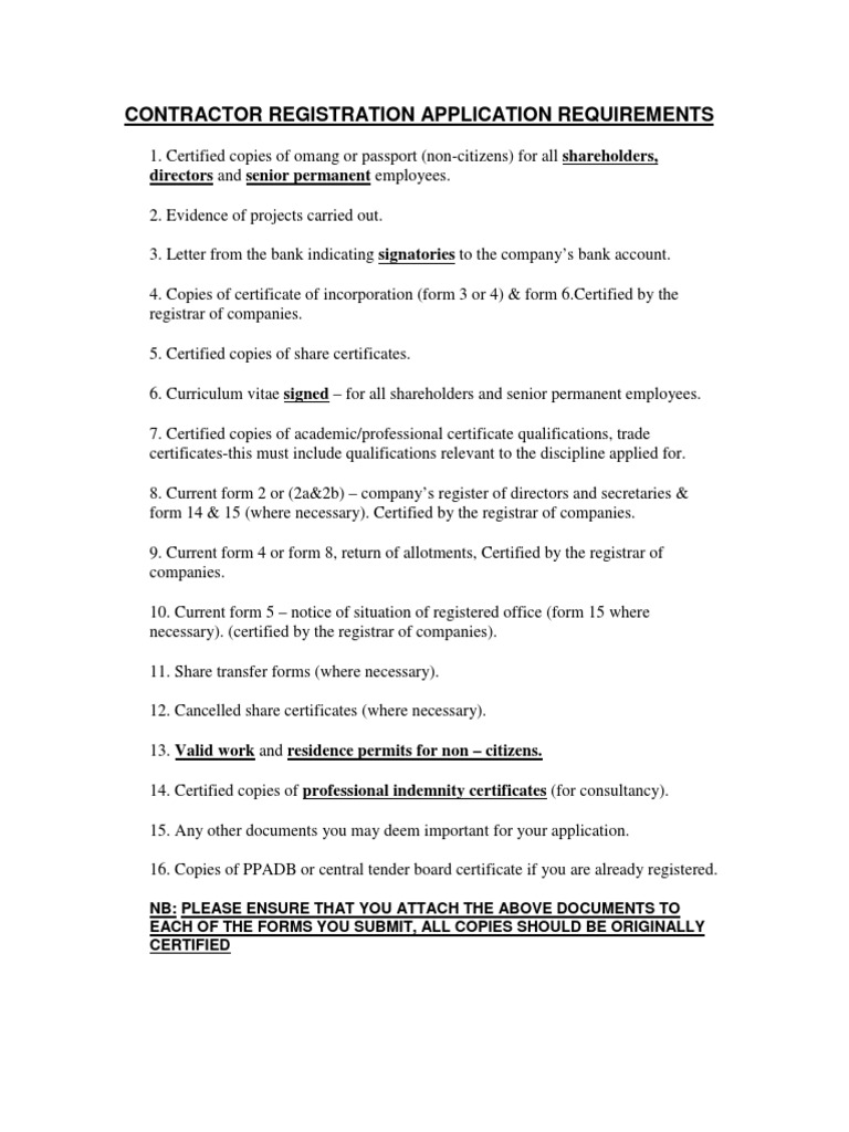 PPADB Registration Requirements