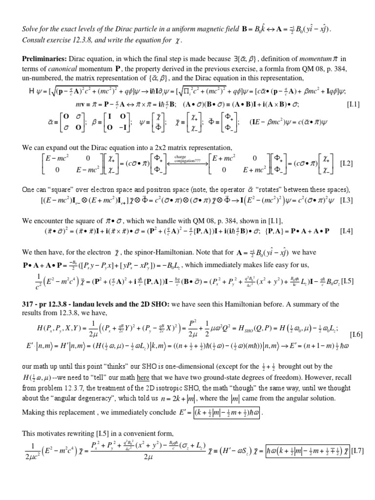 569 - PR 2-2 - Dirac Particle in Uniform Magnetic Field | PDF | Momentum | Epistemology Of Science