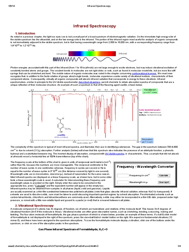 IR Spectroscopy Analysis of Vanillin | PDF | Infrared Spectroscopy ...