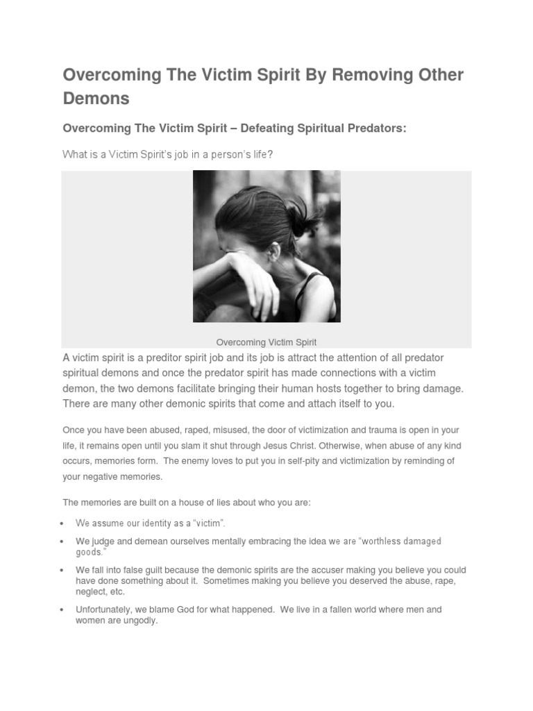 Overcoming The Victim Spirit by Removing Other Demons Part 1 | PDF ...