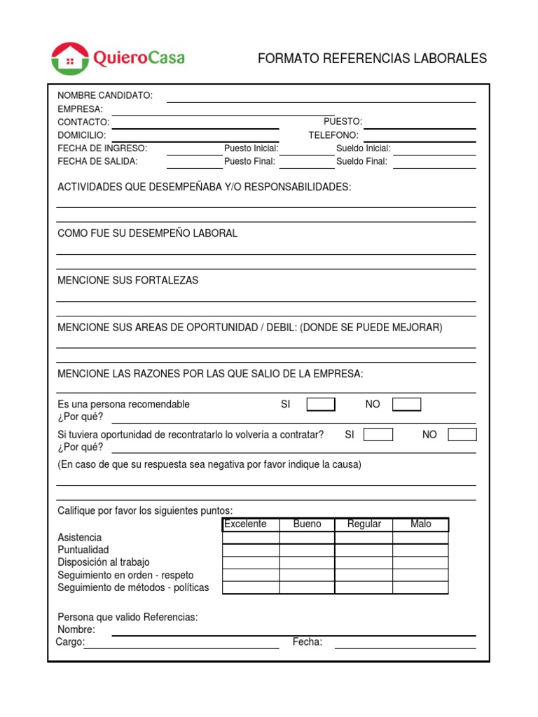 Formato de Referencia Laboral