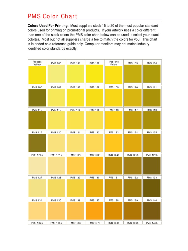 Pantone Chart of Colours | PDF | Color | Printing