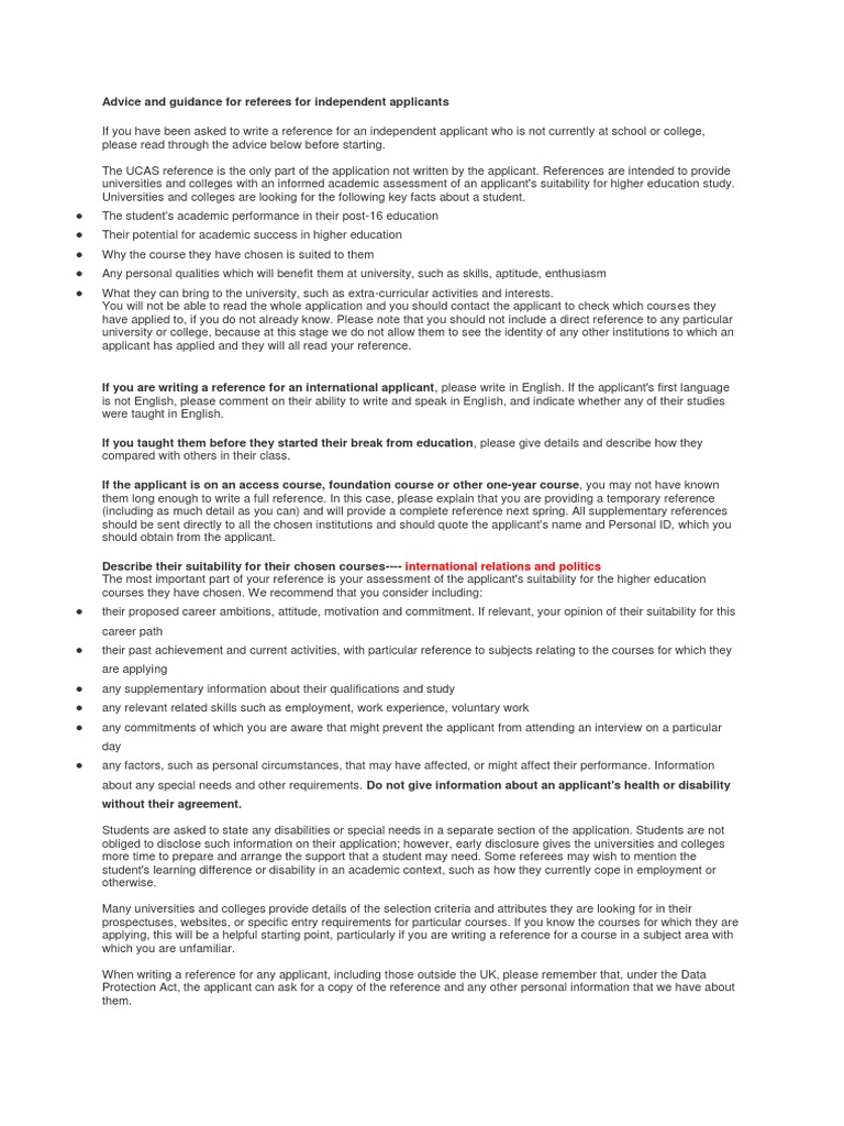 UCAS Reference Guide for Referees | PDF | Special Education | Learning ...