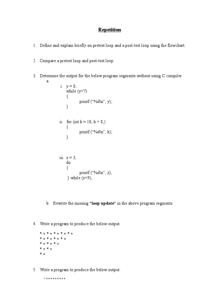 Repetition C Programming | PDF