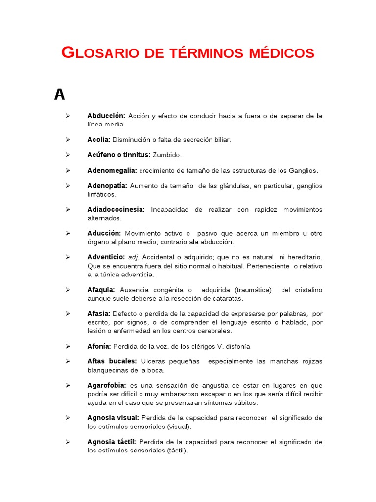 Glosario de Términos Médicos | PDF | Dolor | Inflamación