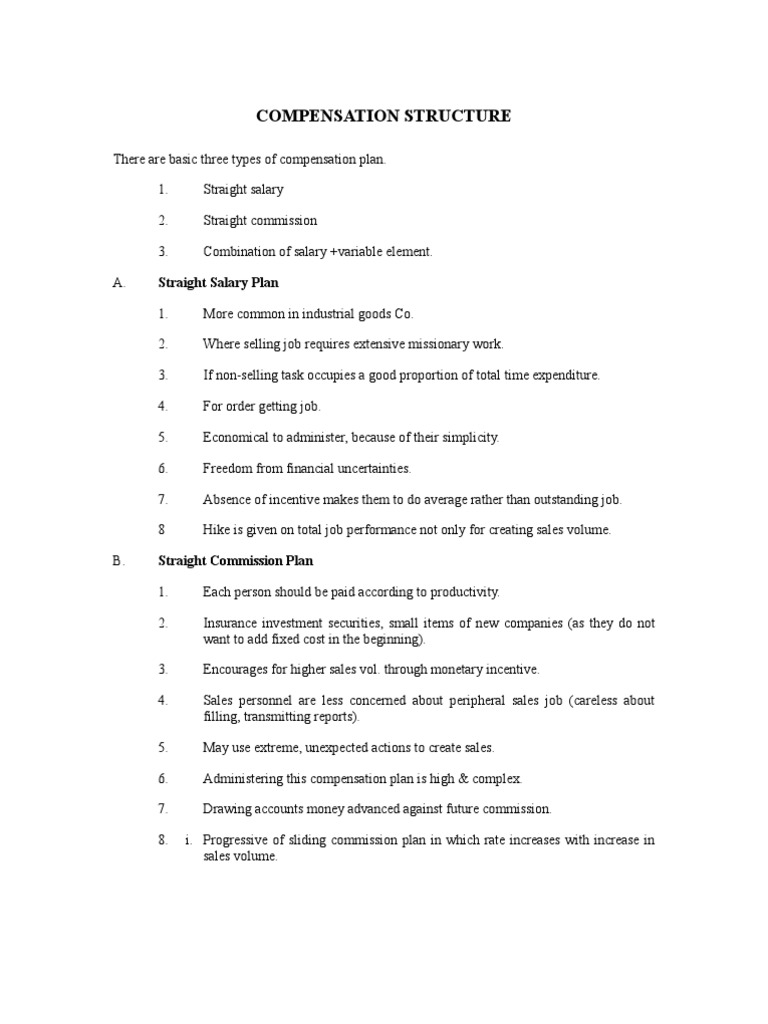 Compensation Plans Overview | PDF | Incentive | Employment