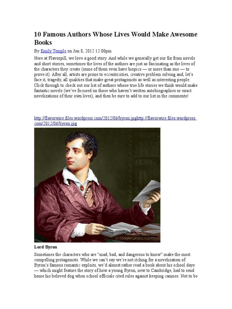 10 Famous Authors Whose Lives Would Make Awesome Books | PDF | Leisure ...