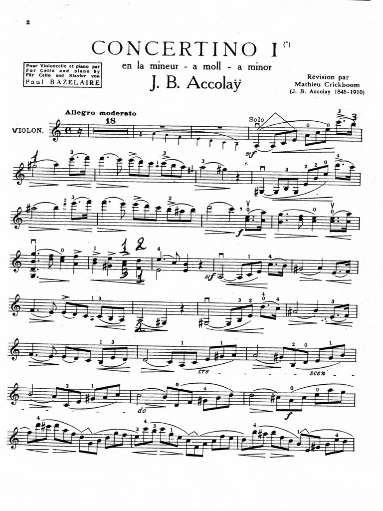 Accolay - Violin Concerto No 1 in LA Minore | PDF