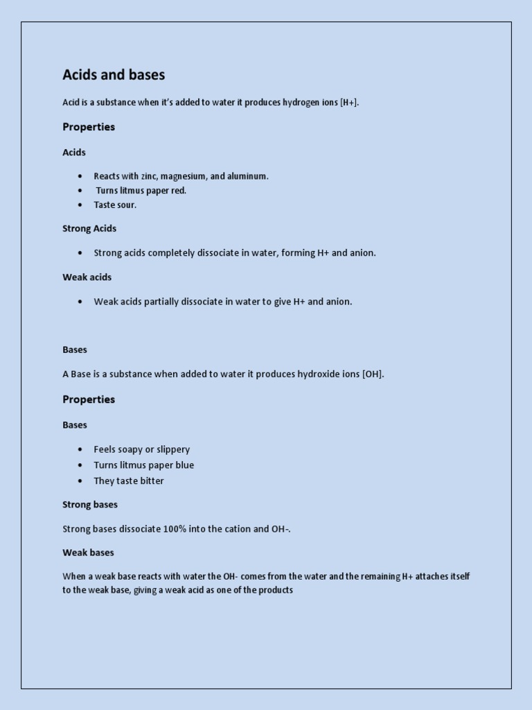 Acids and Bases: Key Properties | PDF