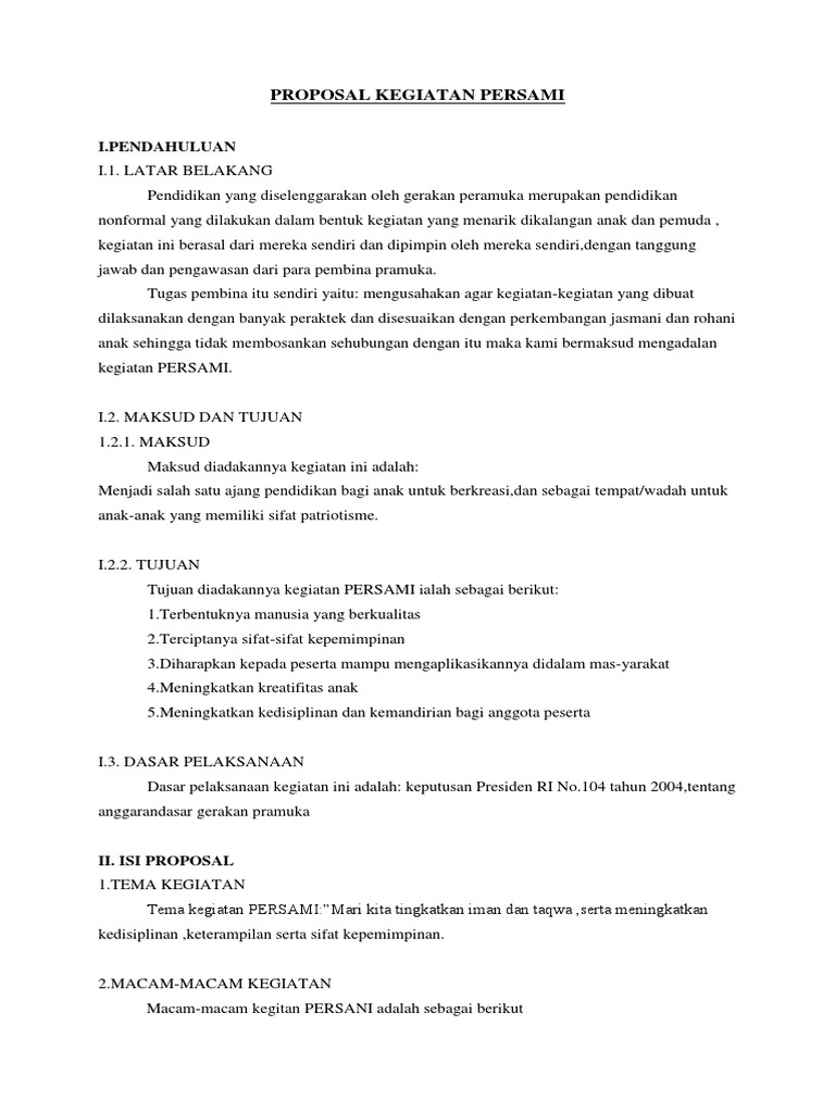Proposal Kegiatan Persami | PDF