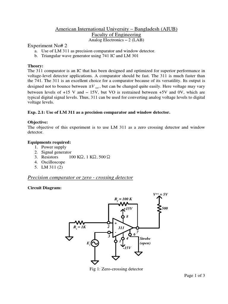 LM 311 Comparator & Wave Generator Lab | PDF | Detector (Radio ...