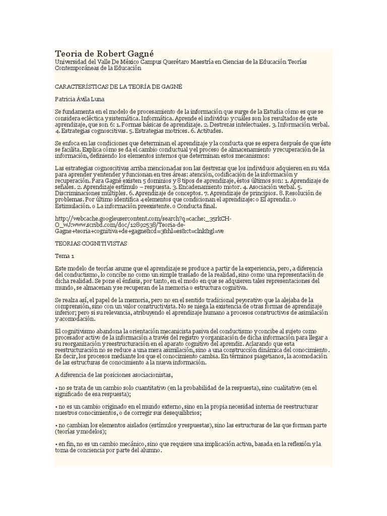 Teoria de Robert Gagné | PDF