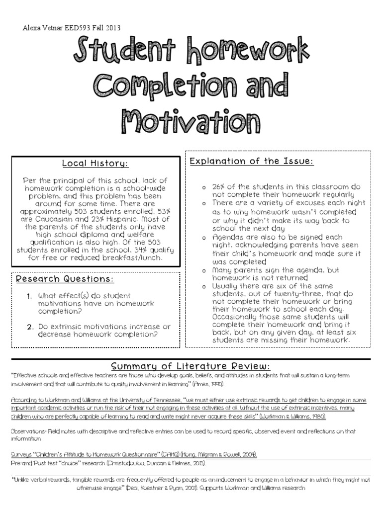 Student Homework Completion Handout | PDF | Homework | Motivation