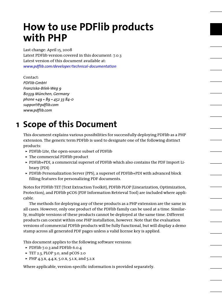 PDFlib in PHP HowTo | PDF | Pear | Php