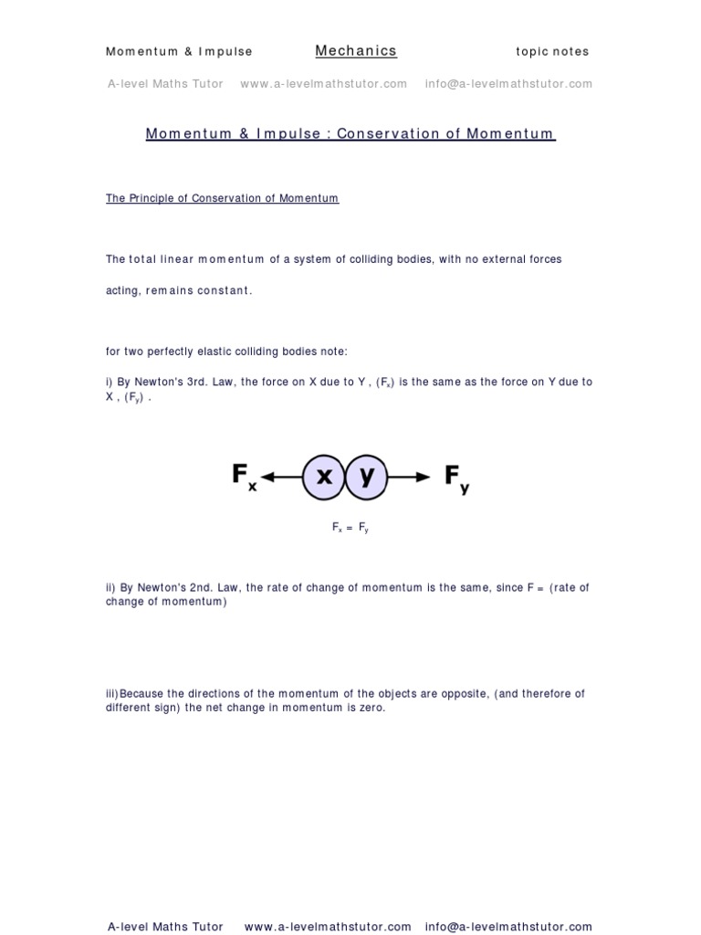 Conservation of Linear Momentum, Momentum & Impulse, Mechanics Revision ...