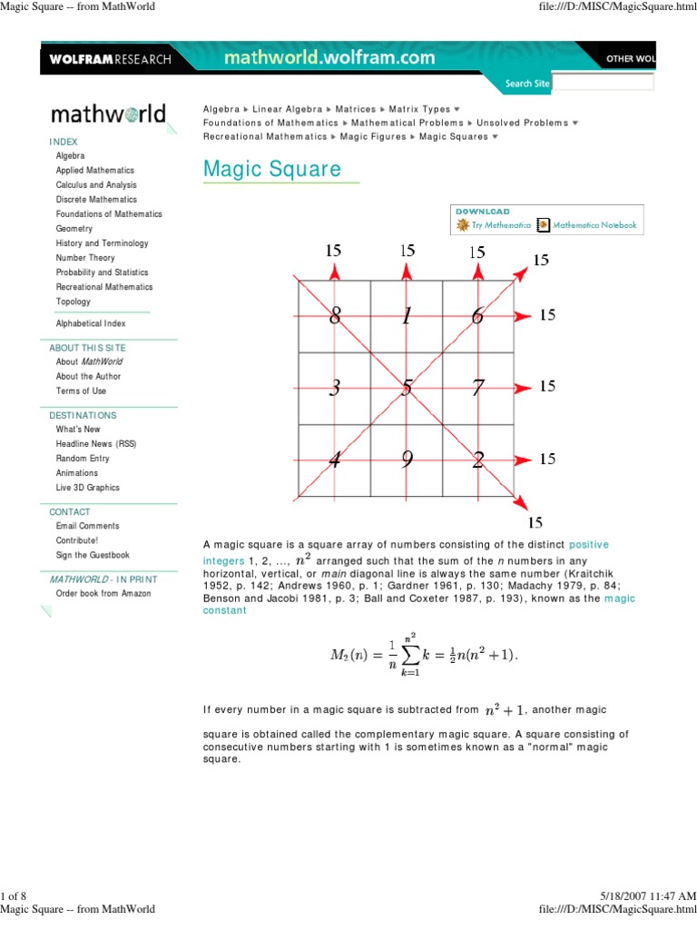 Magic Squares | Matrix (Mathematics) | Recreational Mathematics