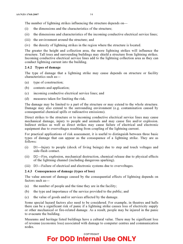 For DOD Internal Use ONLY: AS/NZS 1768:2007 14 | PDF | Lightning ...