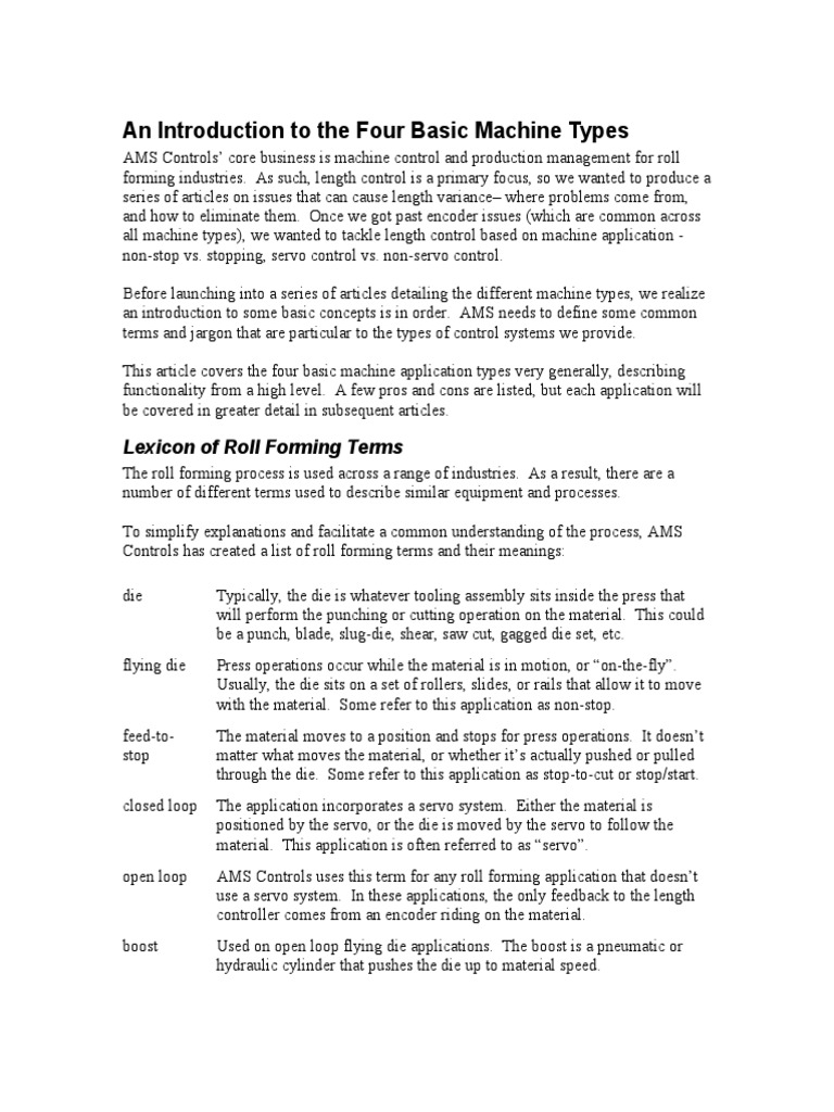 Machine Application Types | PDF | Servomechanism | Machines