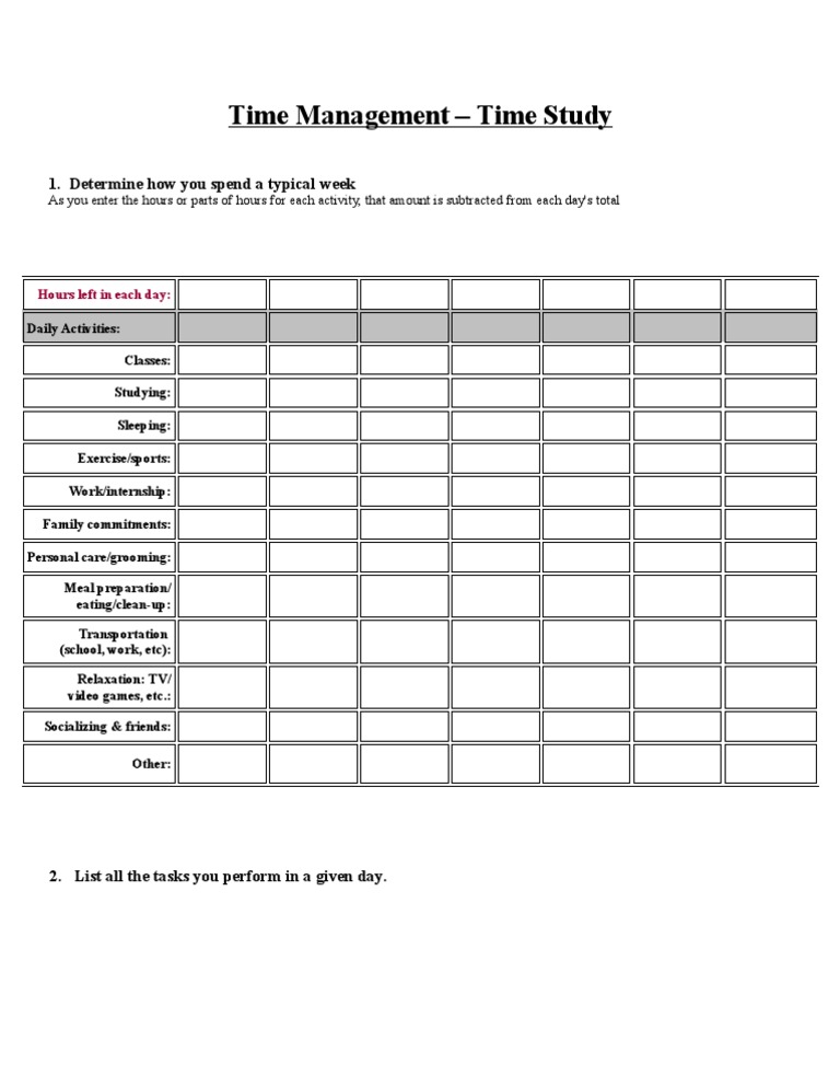 Time Management - Time Study | PDF