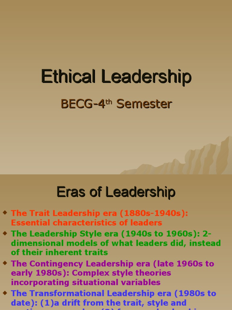 Ethical Leadership | PDF | Transformational Leadership | Leadership