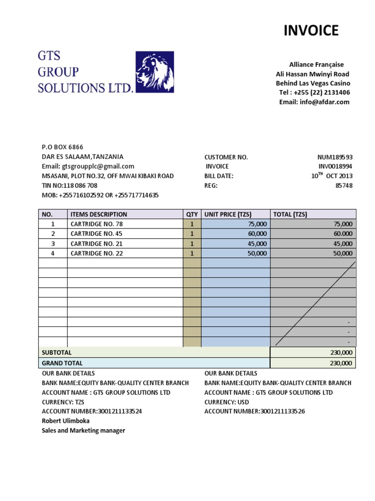 Invoice for Printer Cartridges | PDF