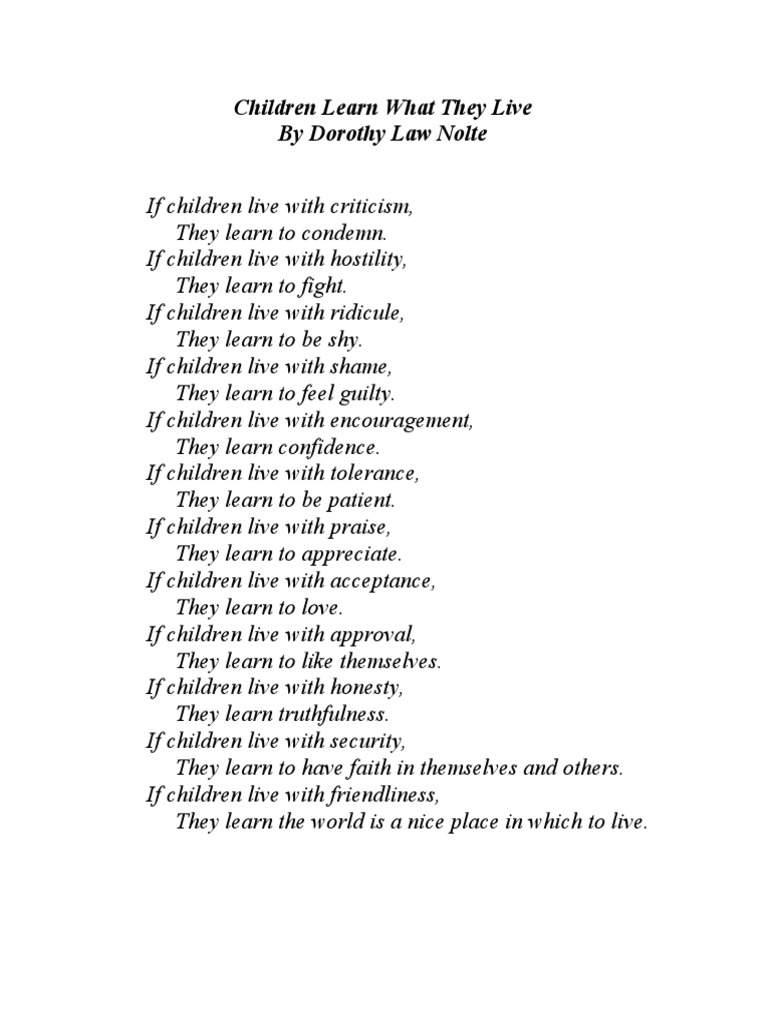 Children Learn What They Live | PDF
