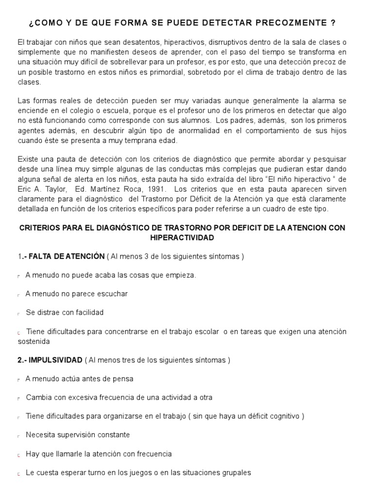 TDAH Test | PDF | Desorden hiperactivo y deficit de atencion ...