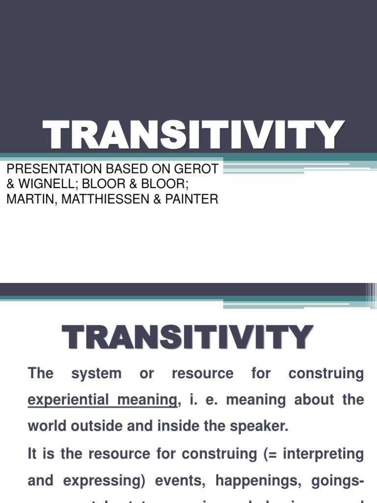 Transitivity | PDF | Perception | Verb