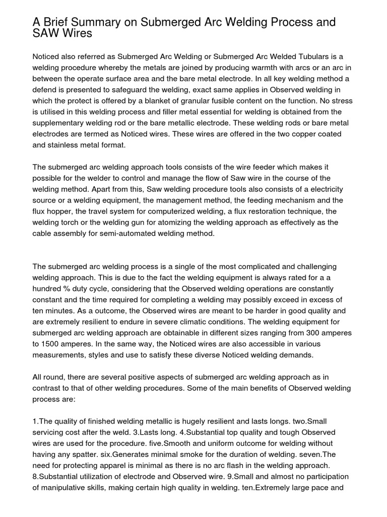 A Brief Summary On Submerged Arc Welding Process and SAW Wires.20140110 ...