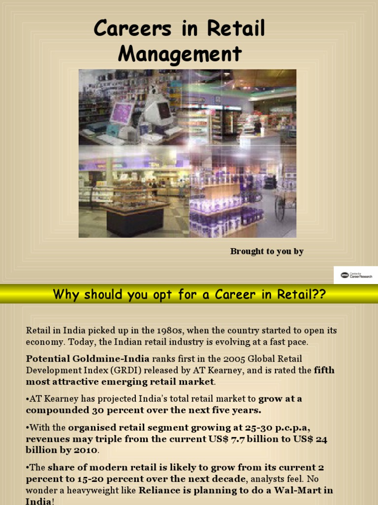 Careers in Retail Management: Brought To You by | PDF | Retail | Marketing