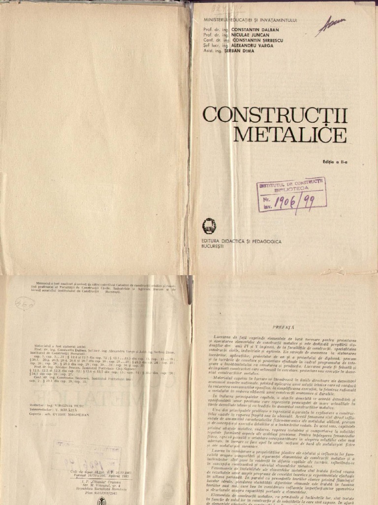 Constructii Metalice - Dalban - An 1983 | PDF