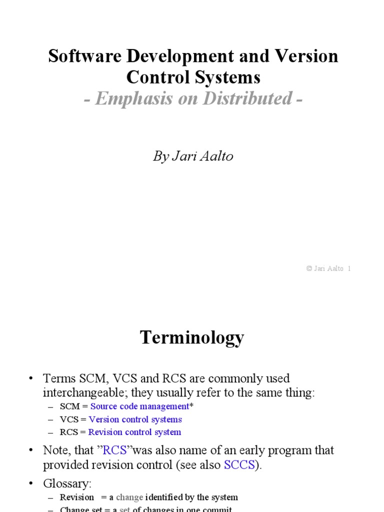 Version Control Systems - Emphasis On Distributed (BZR, HG, Git) | PDF ...
