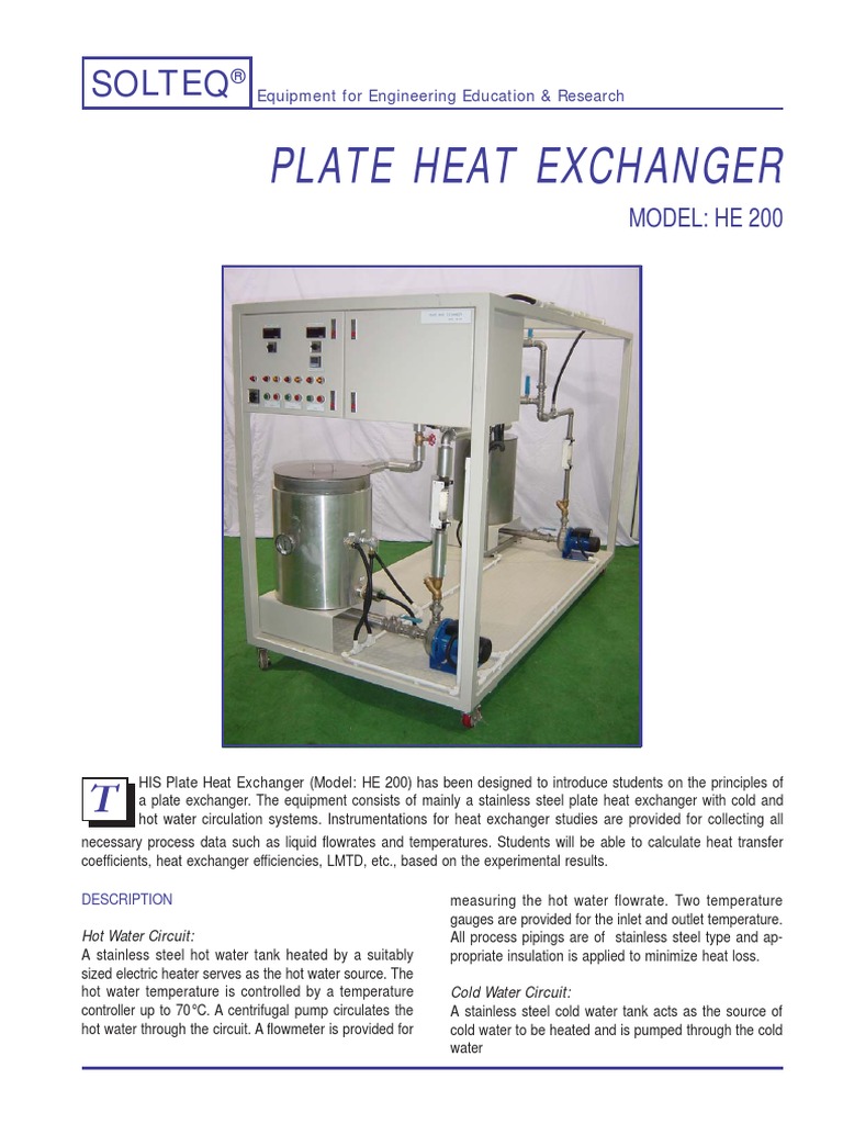 Plate Heat Exchanger: Solteq | PDF | Water Heating | Flow Measurement