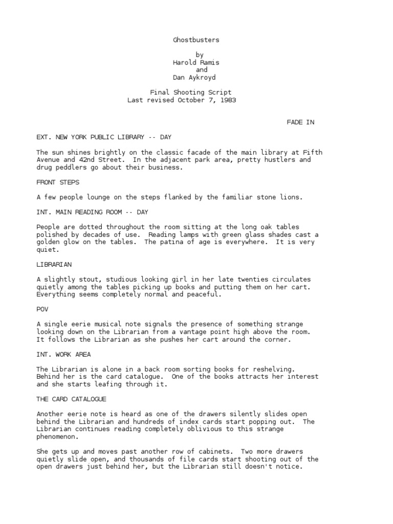 Ghostbusters - Script | PDF | Elevator | Polygraph
