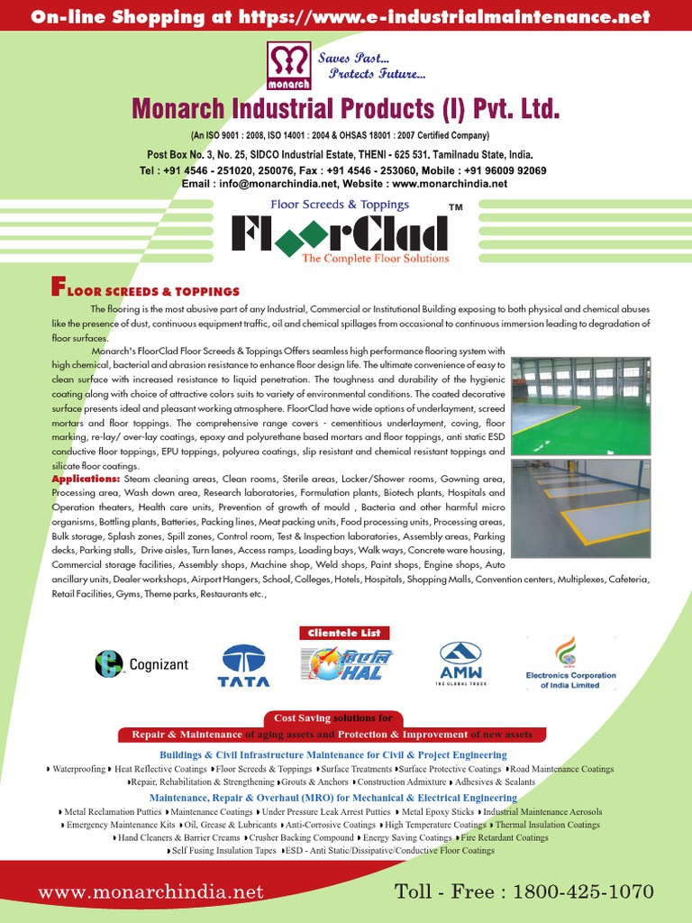 Monarch Epoxy Flooring - Floor Coating - For Industrial & Domestic Use ...