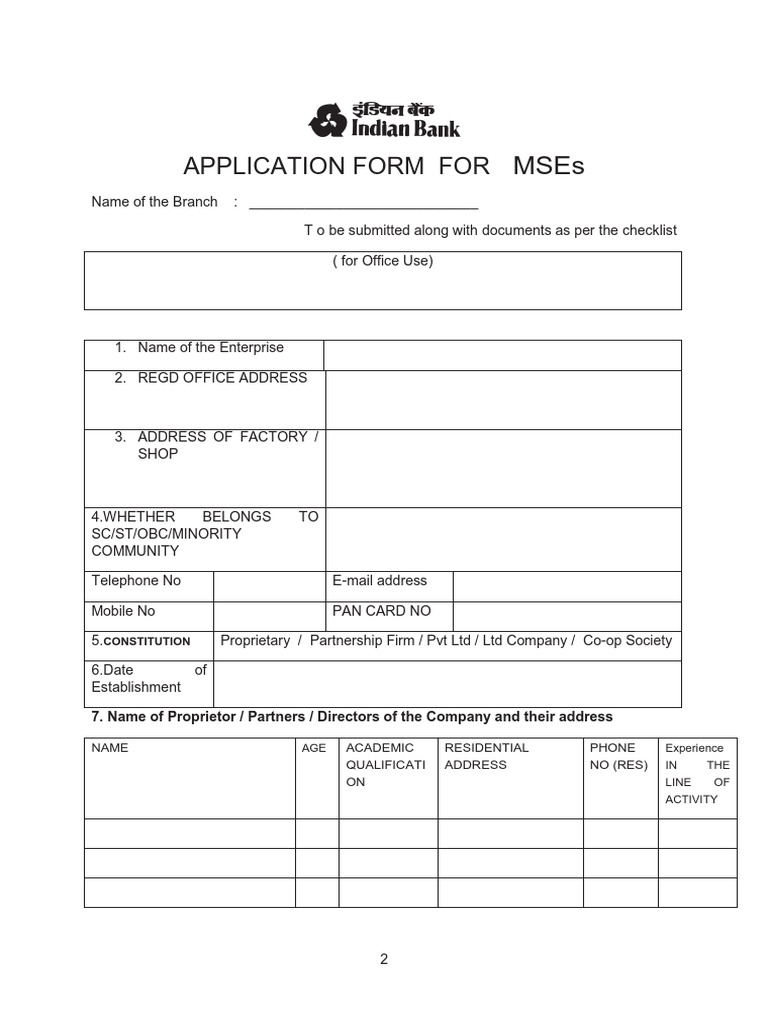 ApplicationFormSimplified MSEs | PDF | Identity Document | Banks