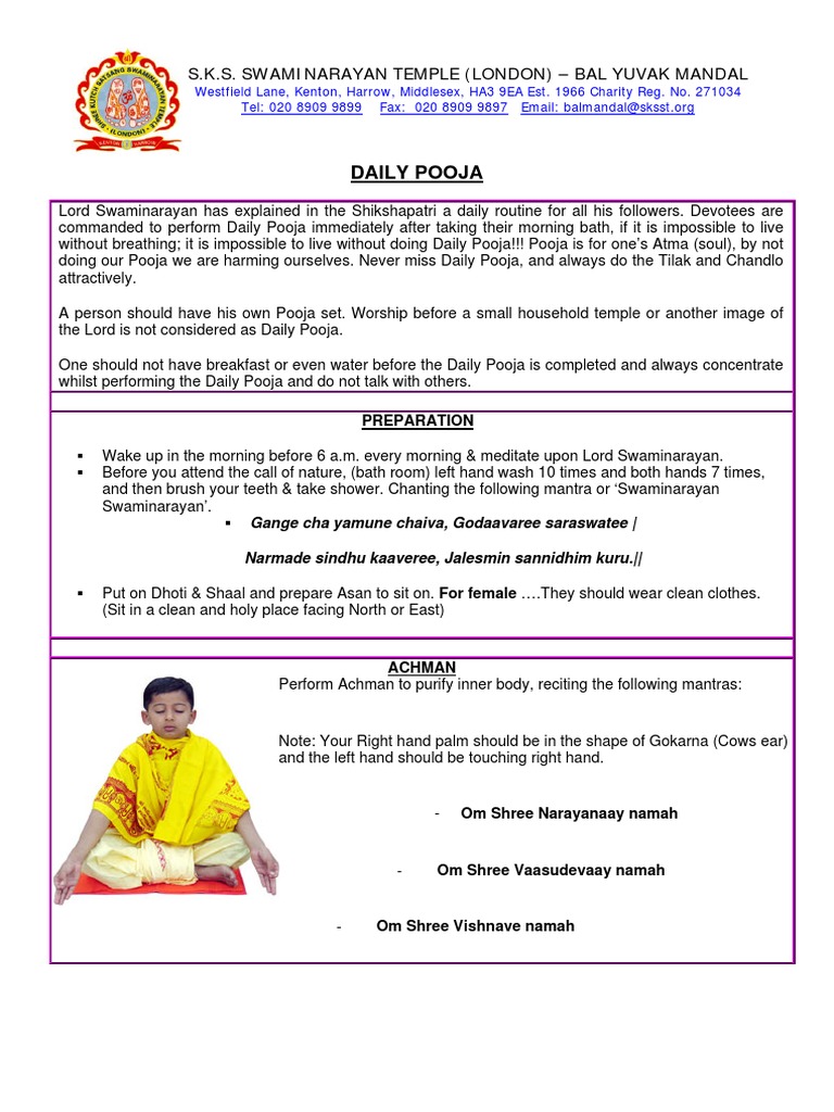 Nitya Puja For Vaishnava | PDF | Hindu Behaviour And Experience | Hindu ...