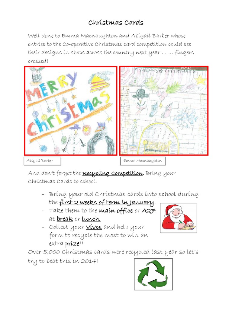 Christmas Card Competition and Recycling | PDF