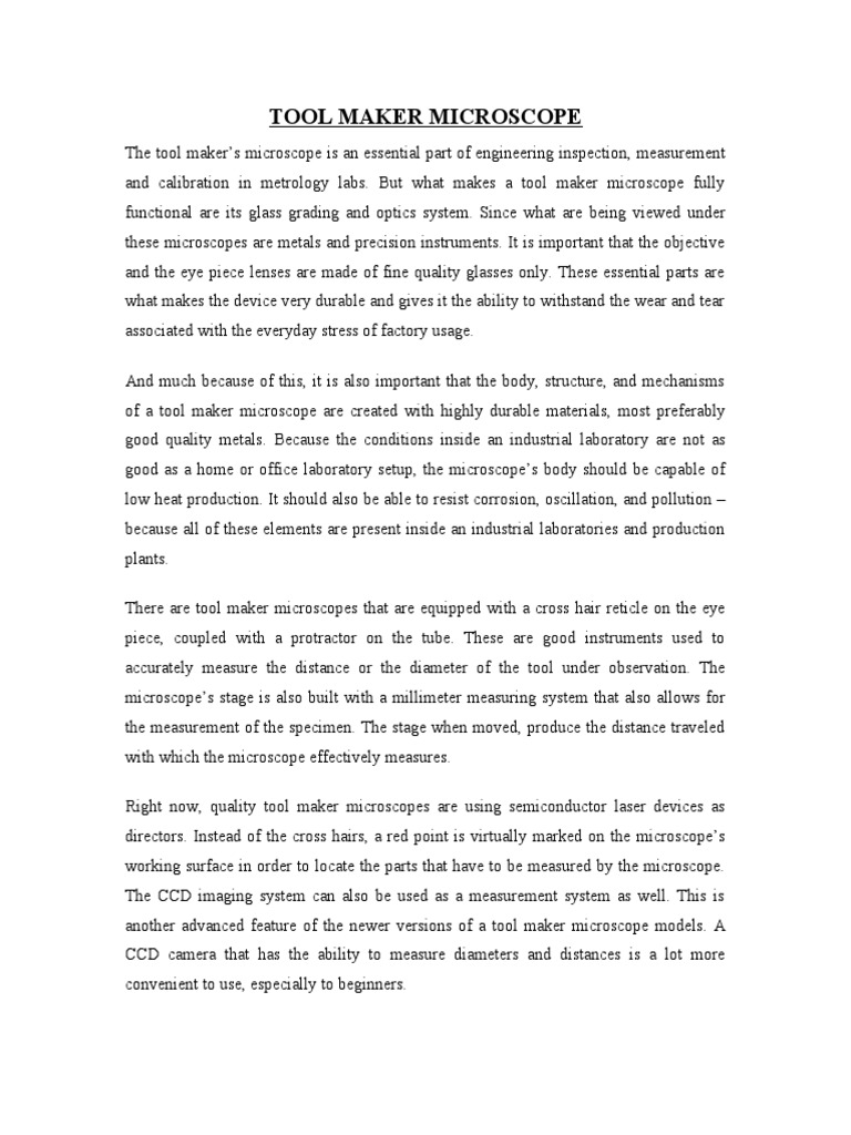 9 Tool Maker Microscope | PDF | Microscope | Glass Applications